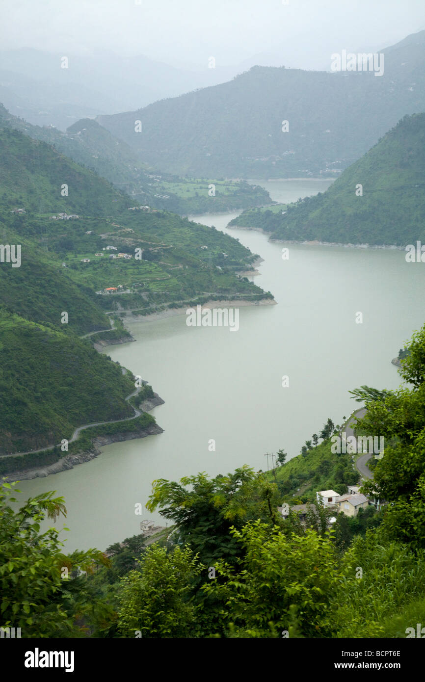 The reservoir Chamera Lake, on the Ravi river near Chamba, Himachal ...