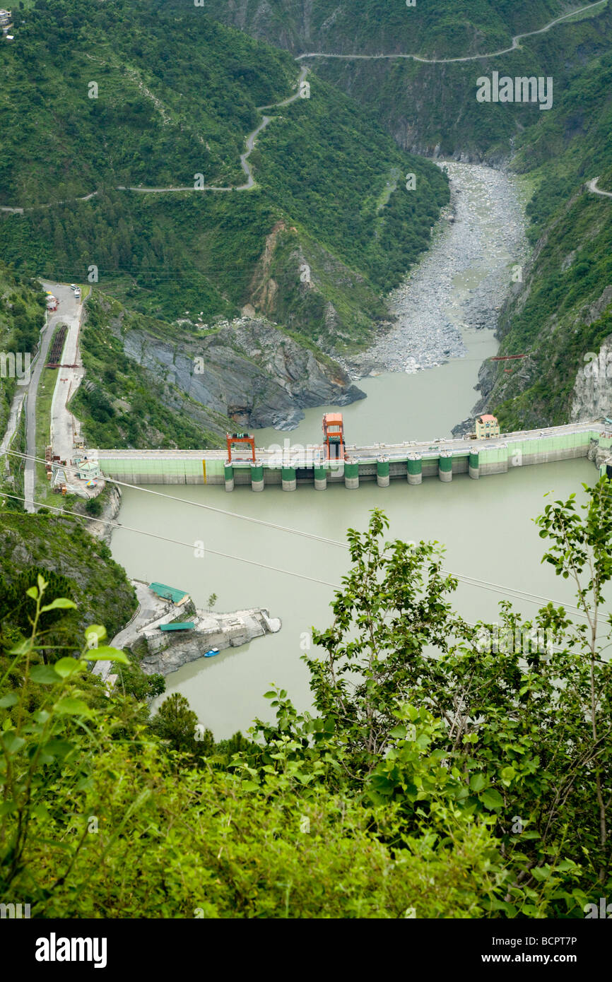 Chamera I dam – which has formed the reservoir Chamera Lake – on the ...
