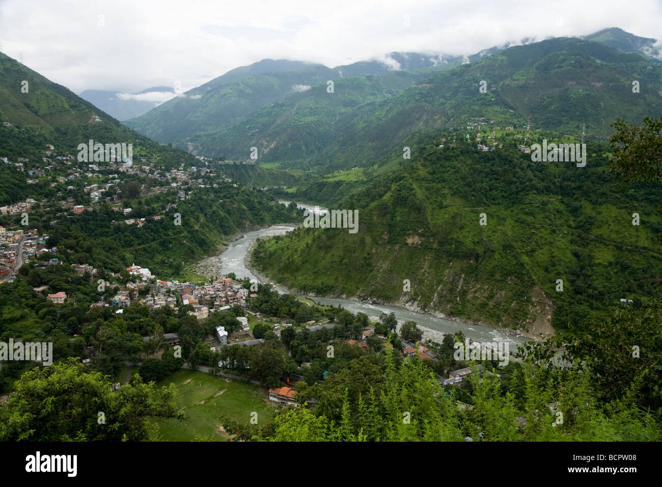 View of Chamba, and the surrounding scenery of the Ravi river valley ...