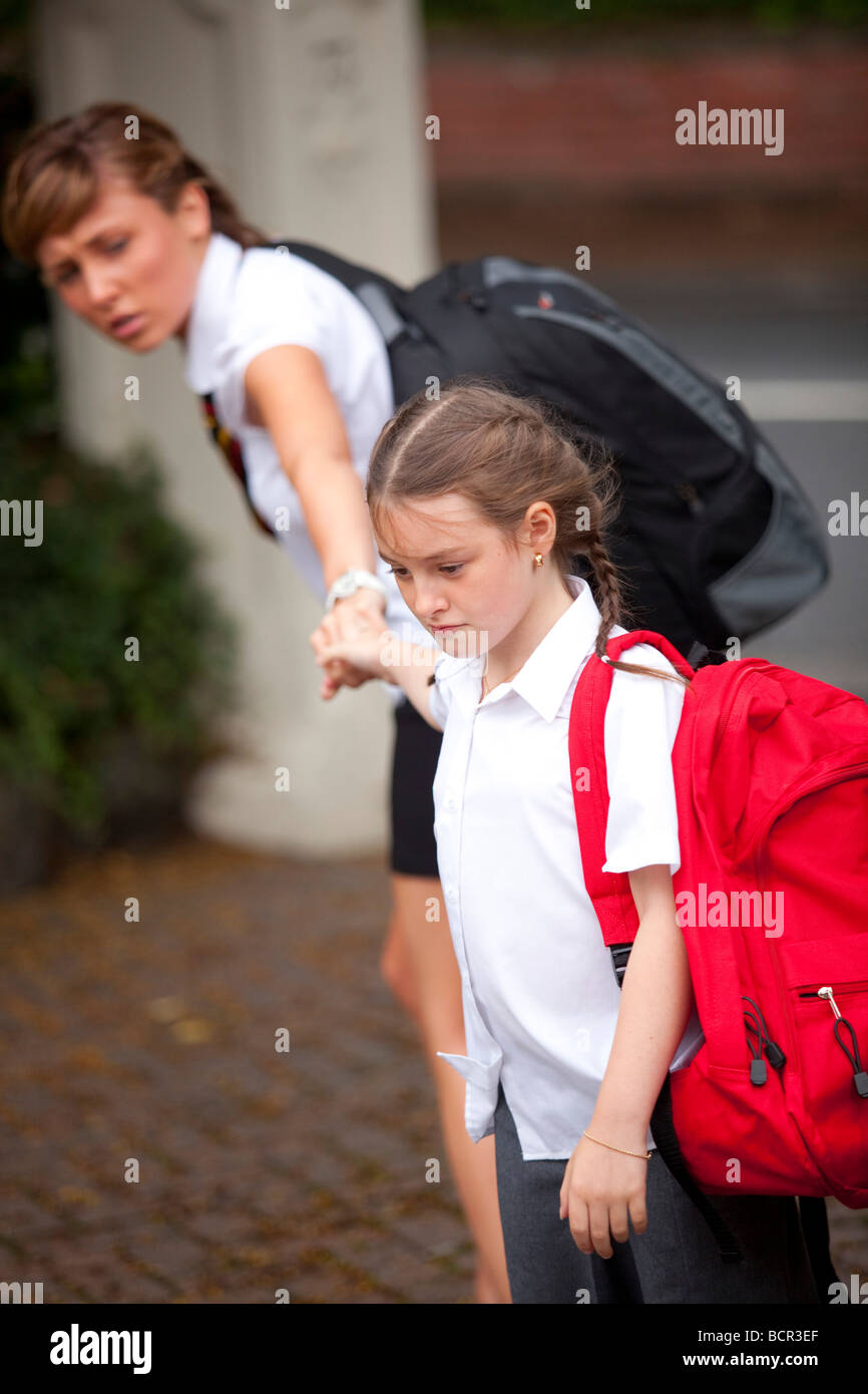Girls late for school Stock Photo - Alamy