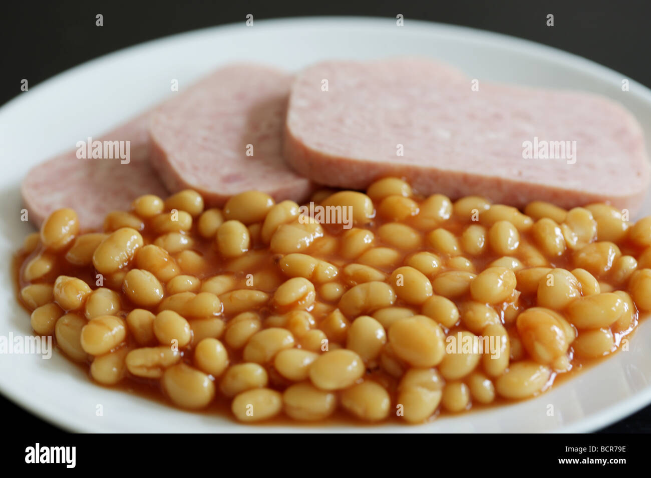 Spam with Baked Beans Stock Photo - Alamy