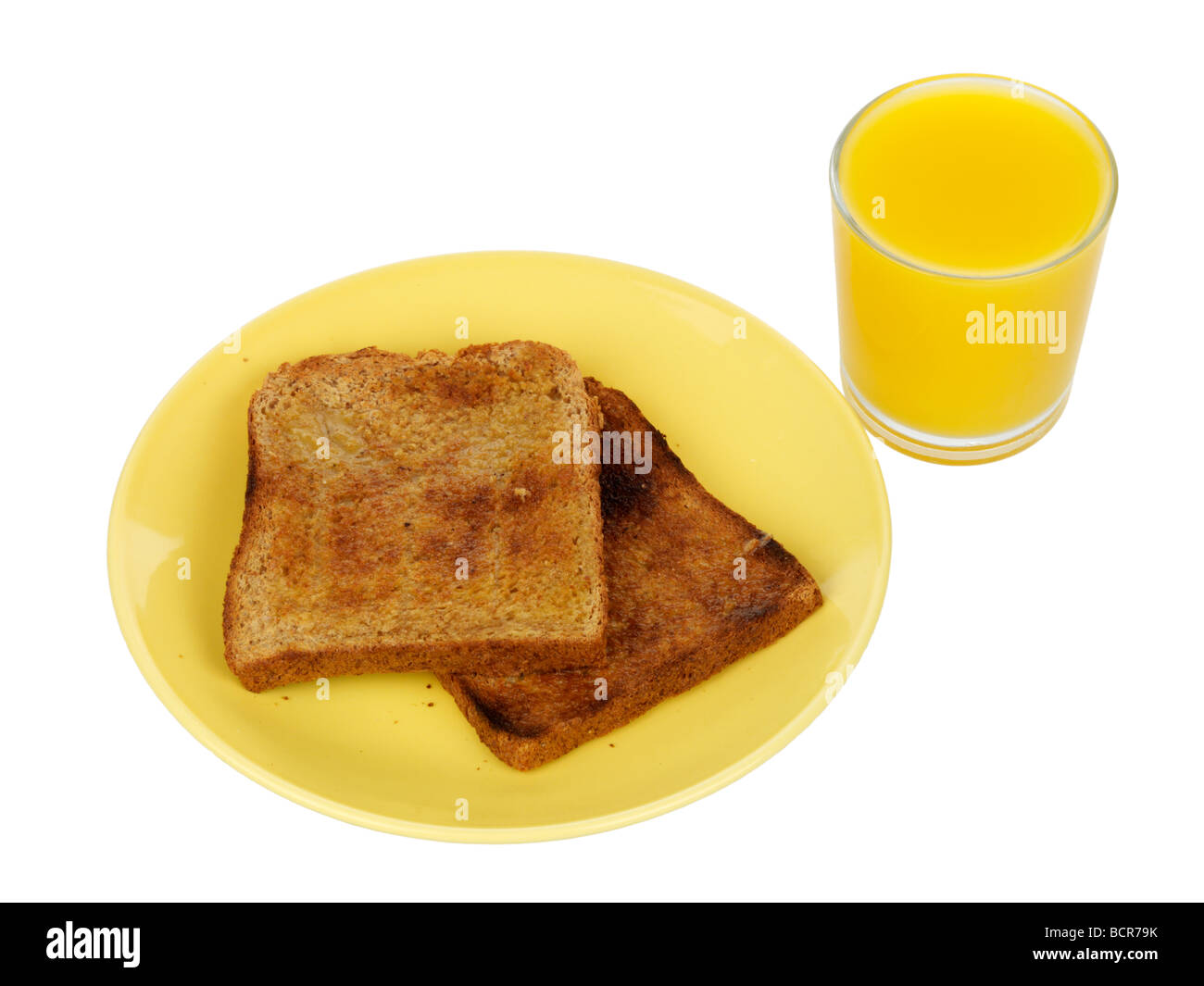 Brown Toast with Butter and Orange Juice Stock Photo - Alamy