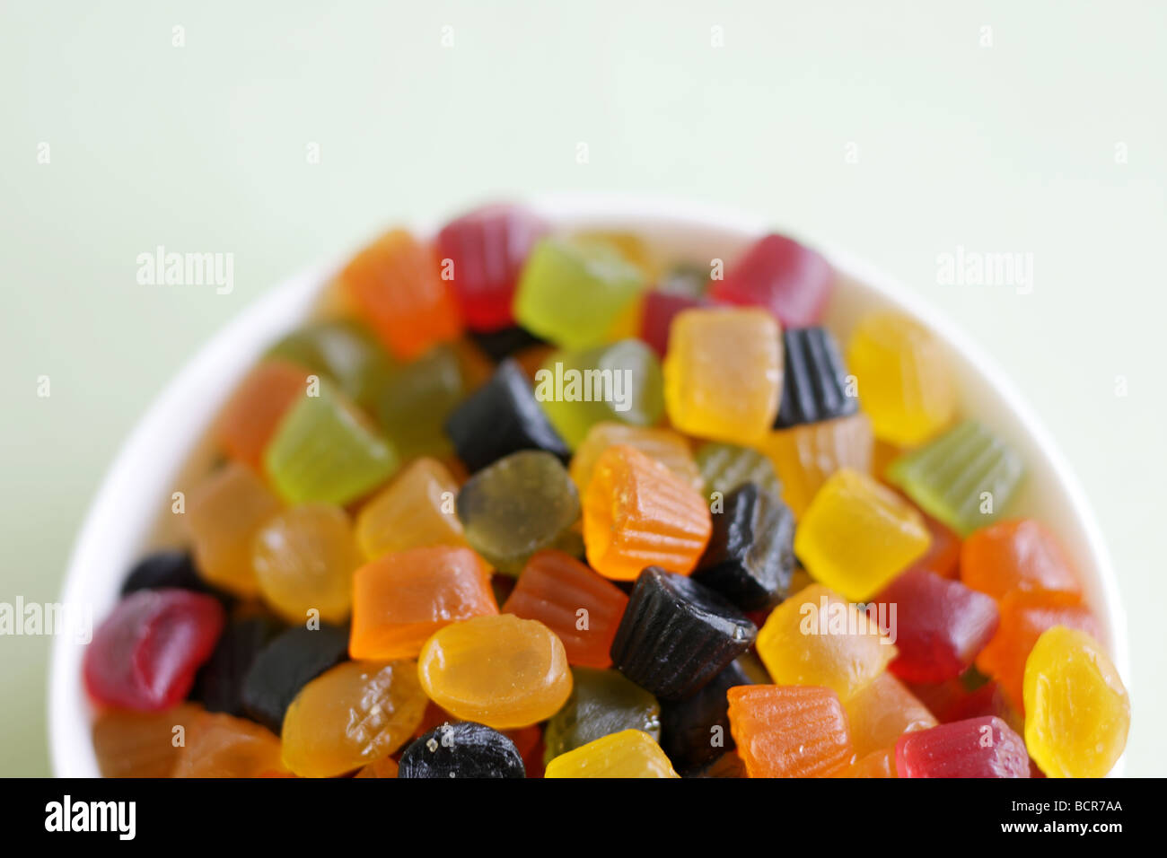 High Angle View Of A Bowl Full Of Sweet Colourful Midget Gems ...