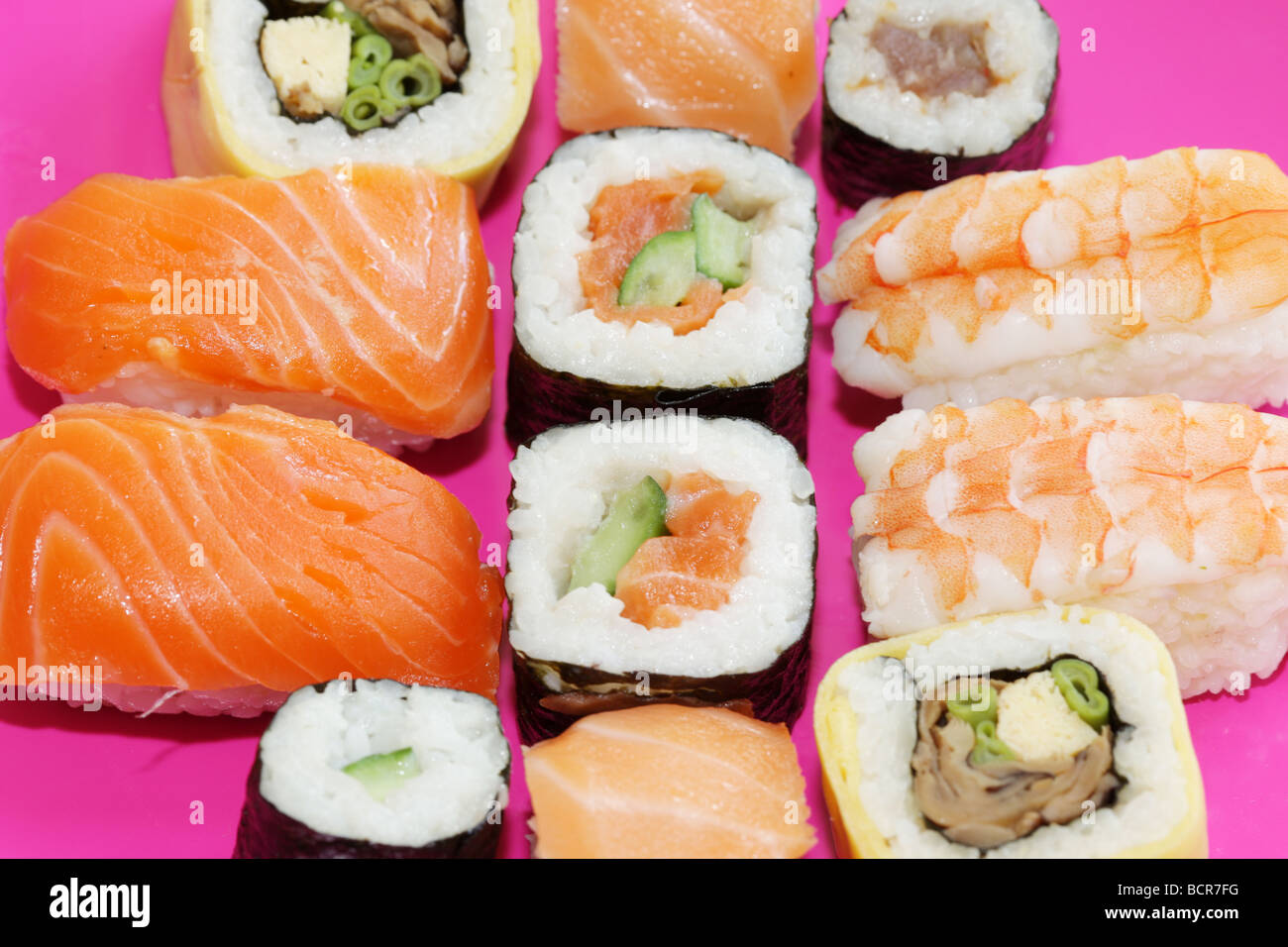 Traditional Japanese Style Assorted Sushi Finger Food With No People ...