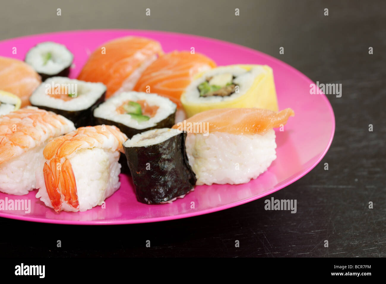 Traditional Japanese Style Assorted Sushi Finger Food With No People ...