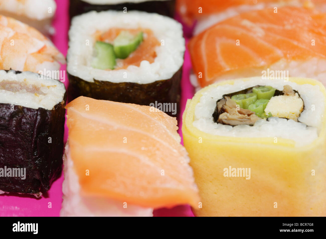 Traditional Japanese Style Assorted Sushi Finger Food With No People ...