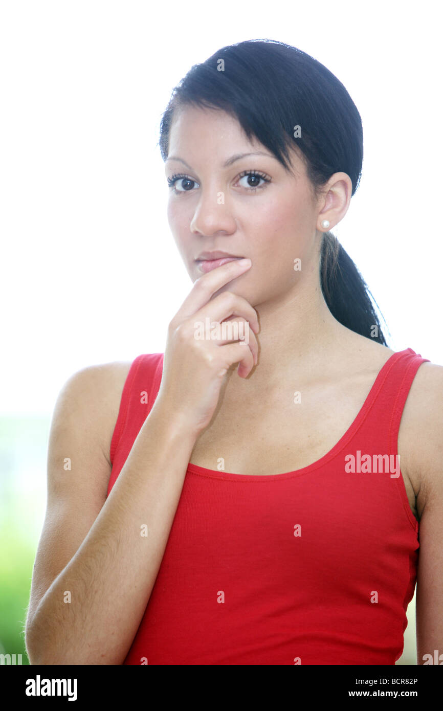 Confused Young Woman Model Released Stock Photo - Alamy