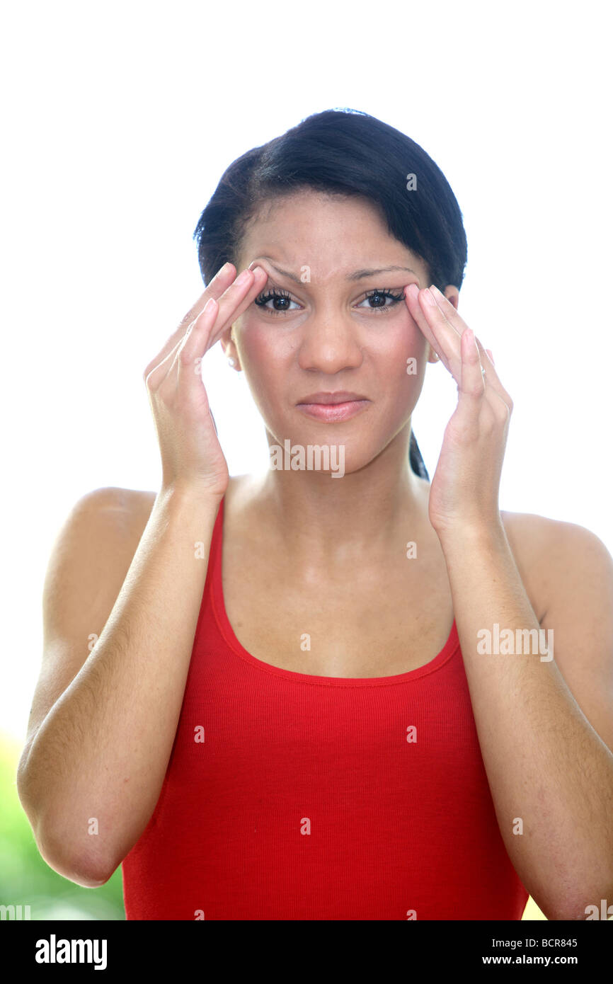Young Woman with Headache Model Released Stock Photo - Alamy
