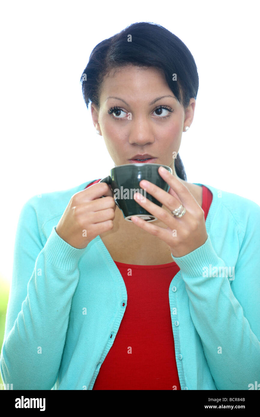 Young Woman Drinking Tea Model Released Stock Photo - Alamy