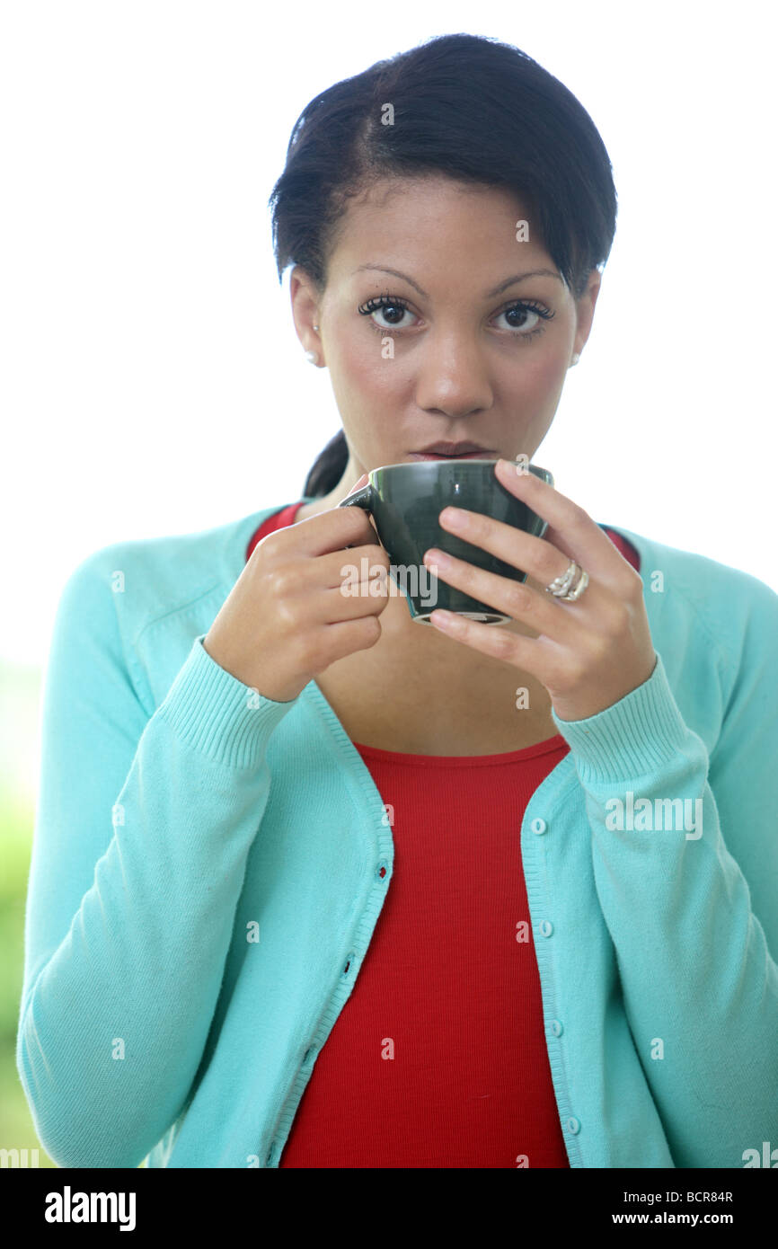 Young Woman Drinking Tea Model Released Stock Photo - Alamy