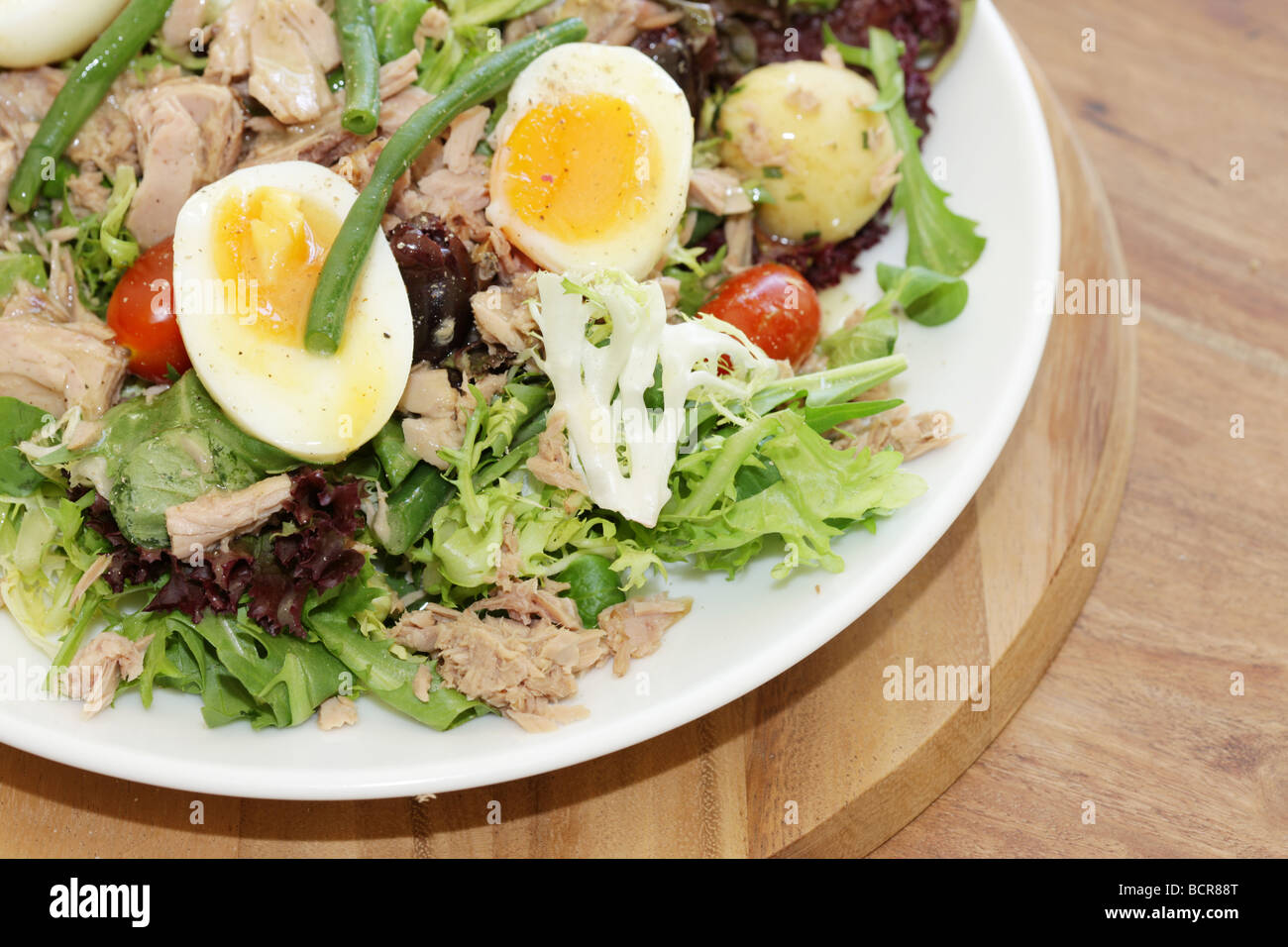 Healthy Fresh Mediterranean Style Salad Nicoise With Tuna Fish And Egg ...