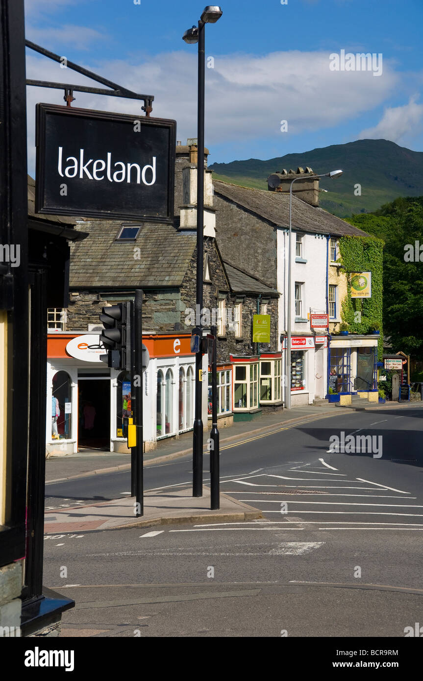 Looking along Rydal Road in summer Ambleside Cumbria England UK United ...