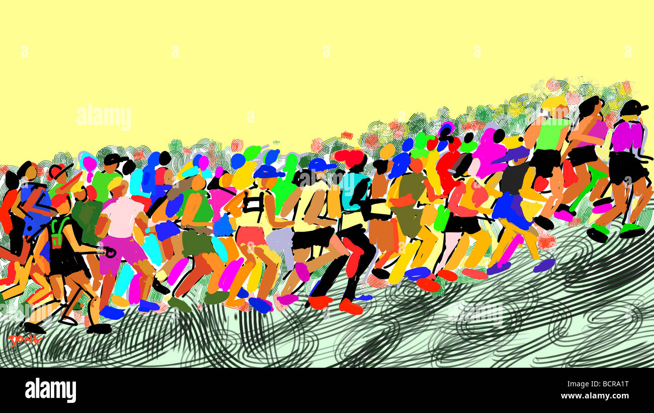 Crowd gone amuck, 2007, Diana Ong (b.1940/Chinese-American) Computer ...