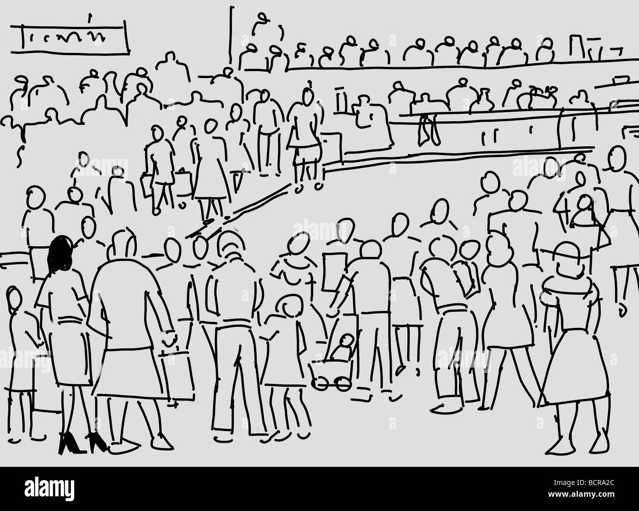Crowd people background high angle view Black and White Stock Photos ...