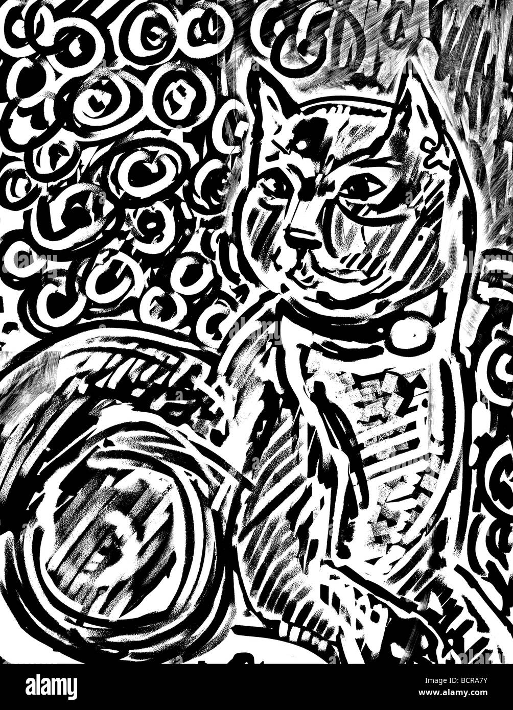 Monochromatic painting of cat hi-res stock photography and images - Alamy