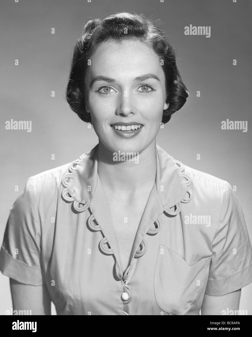 Portrait beautiful female smiling Black and White Stock Photos & Images ...