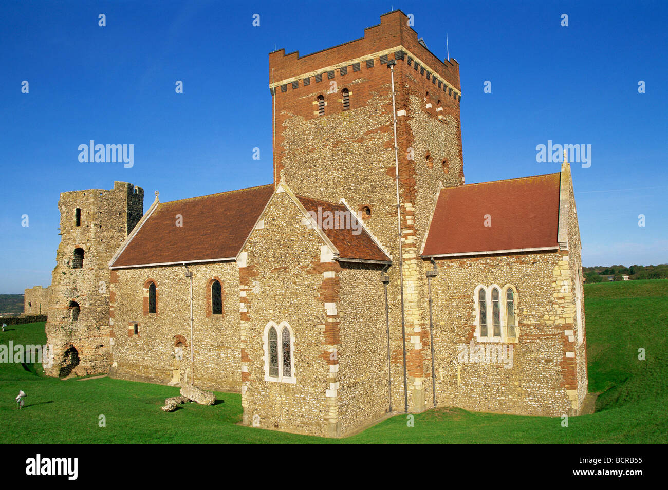 Church and lighthouse in a castle, Saxon Church, The Roman Lighthouse ...