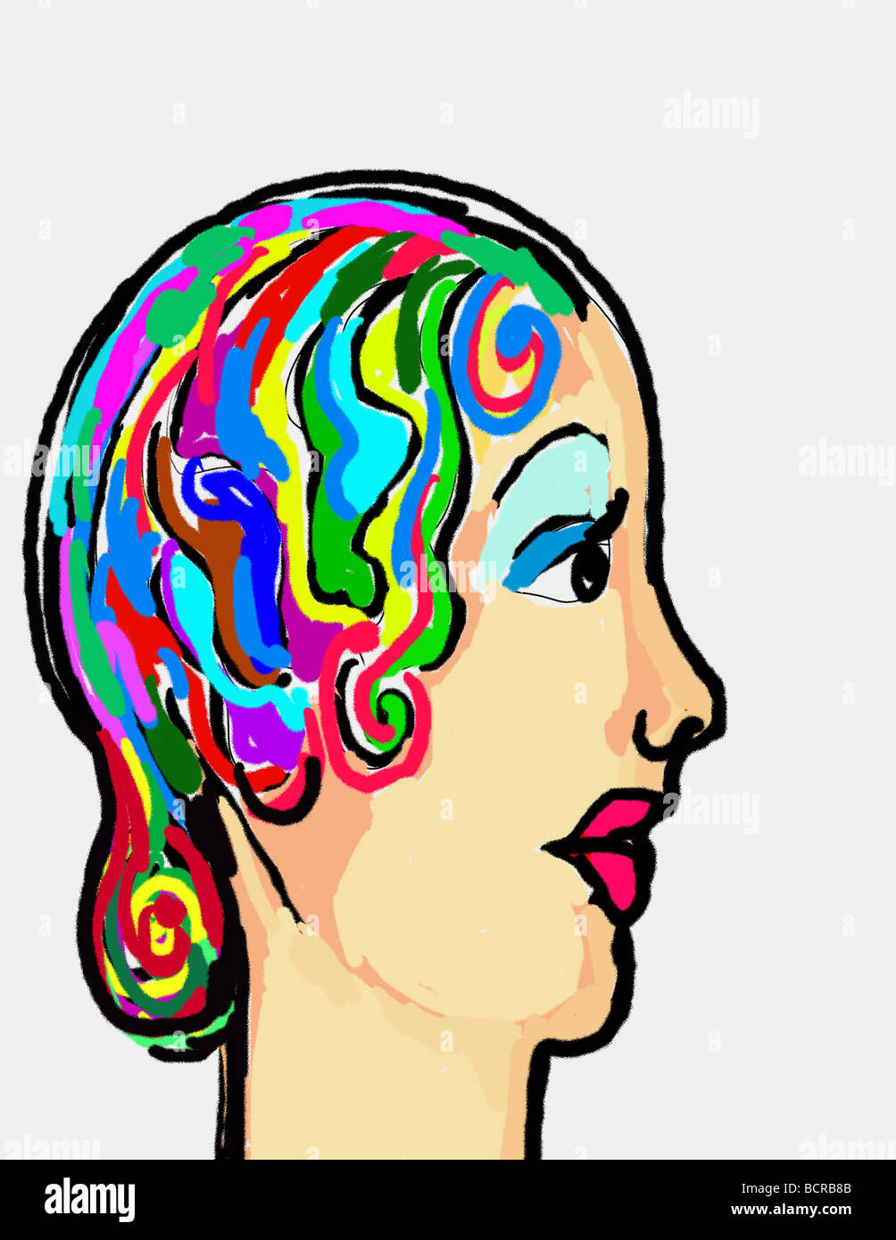 Rainbow head, 2006, Diana Ong (b.1940/Chinese-American) Computer ...