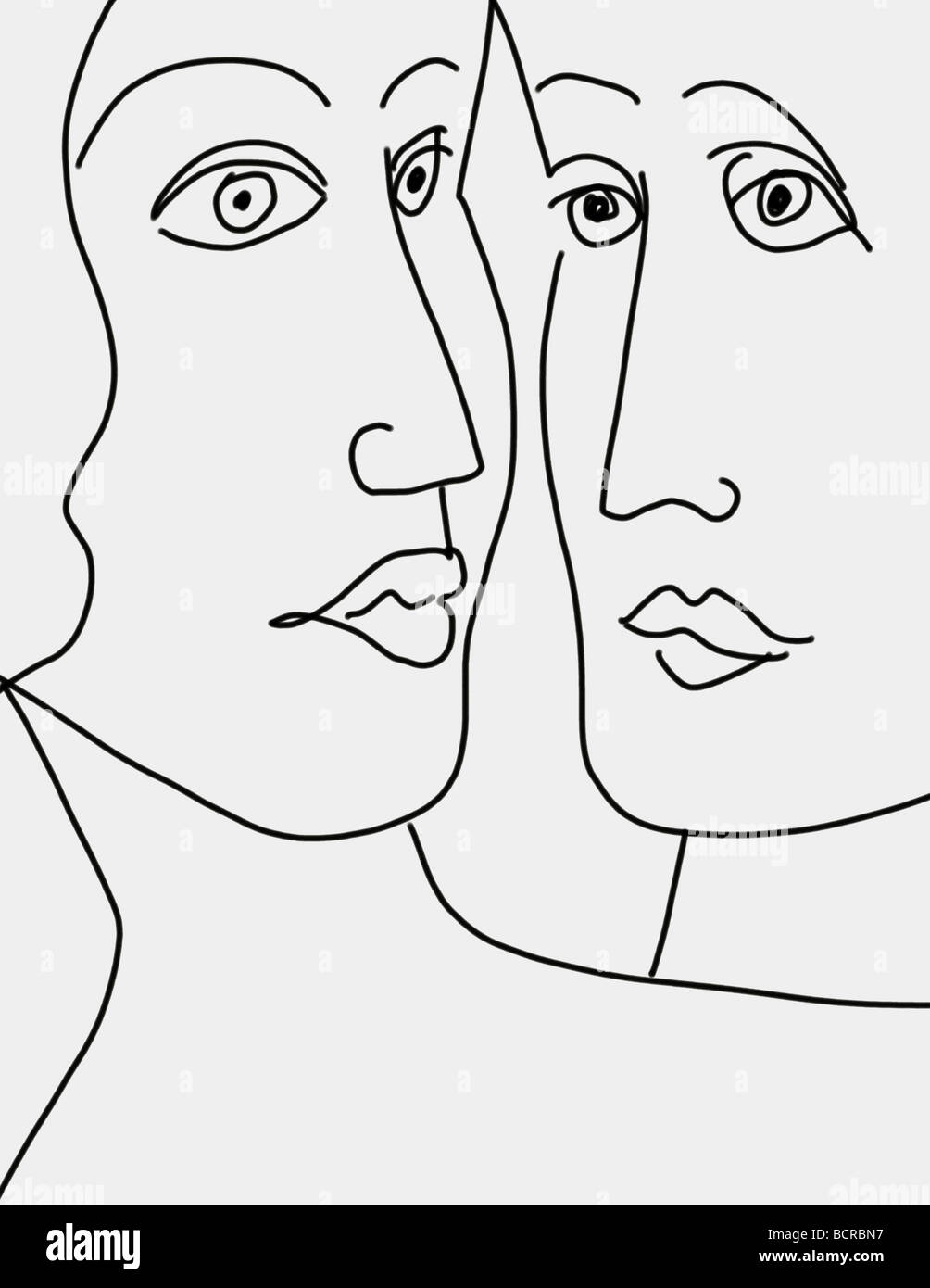 Two face graphics hi-res stock photography and images - Alamy