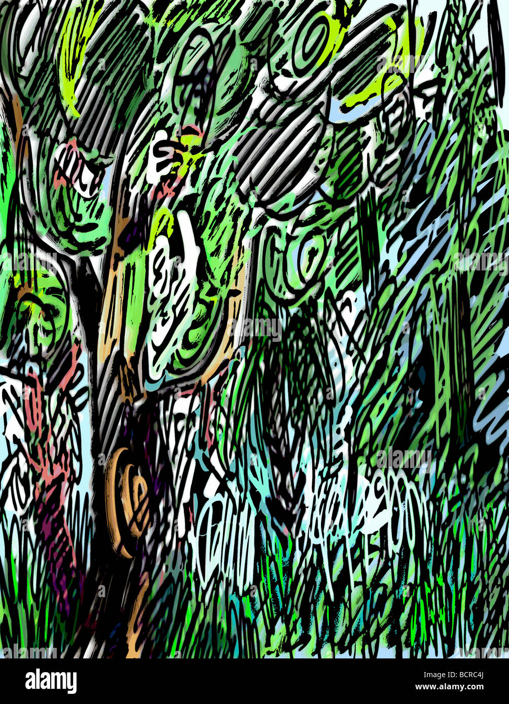 Forest trees, 2006, Diana Ong (b.1940/Chinese-American) Computer ...