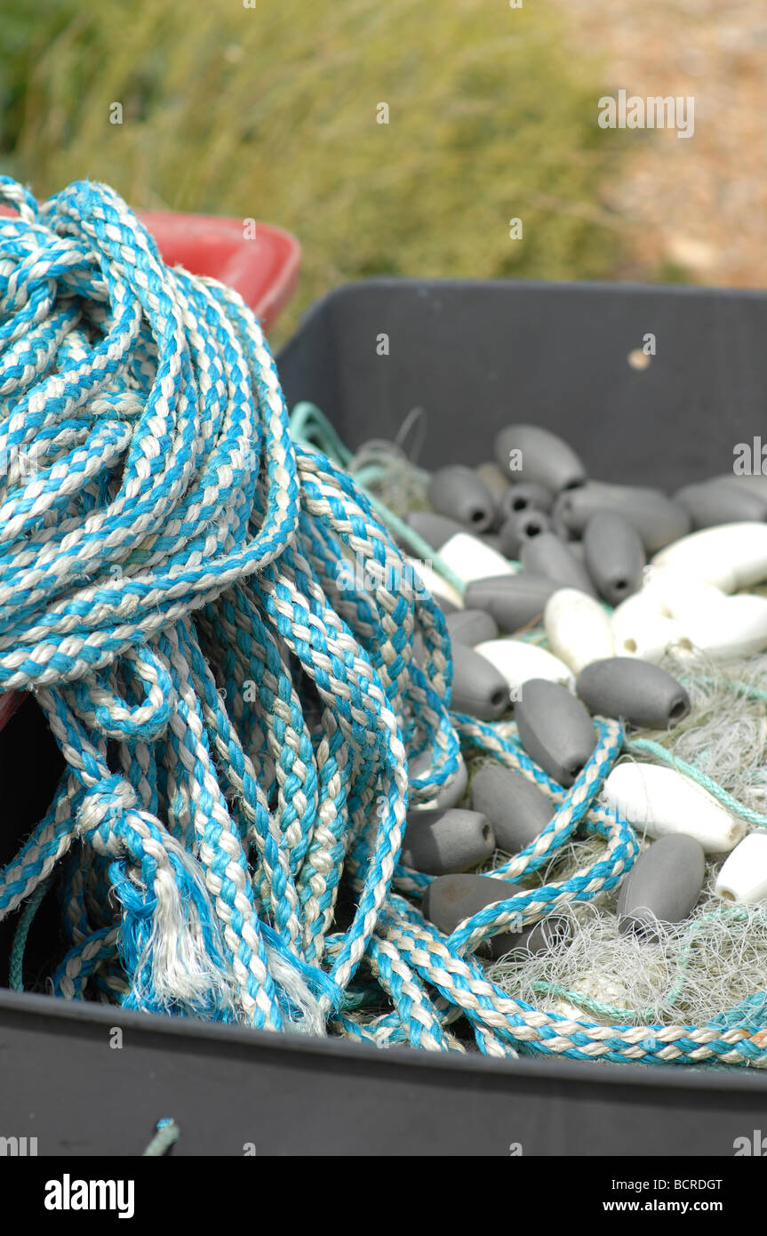 Boxes of fishing nets, Dungeness beach, Kent Stock Photo - Alamy