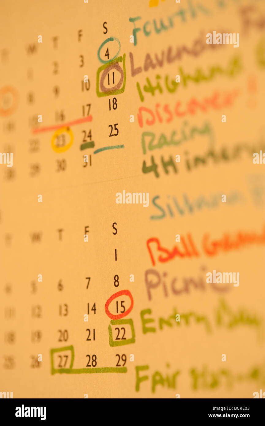 Home bulletin board with notes schedules reminders and important dates ...