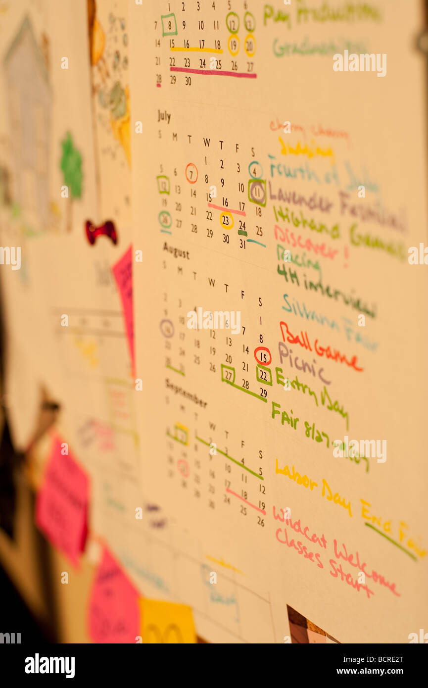 Home bulletin board with notes schedules reminders and important dates ...