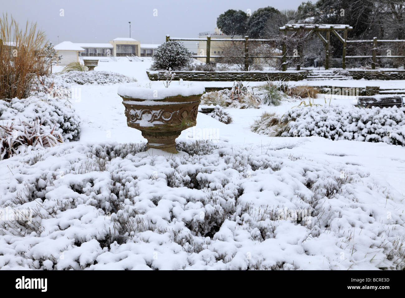 Winter Snow scene, Denton Garden, Worthing, West Sussex Stock Photo - Alamy
