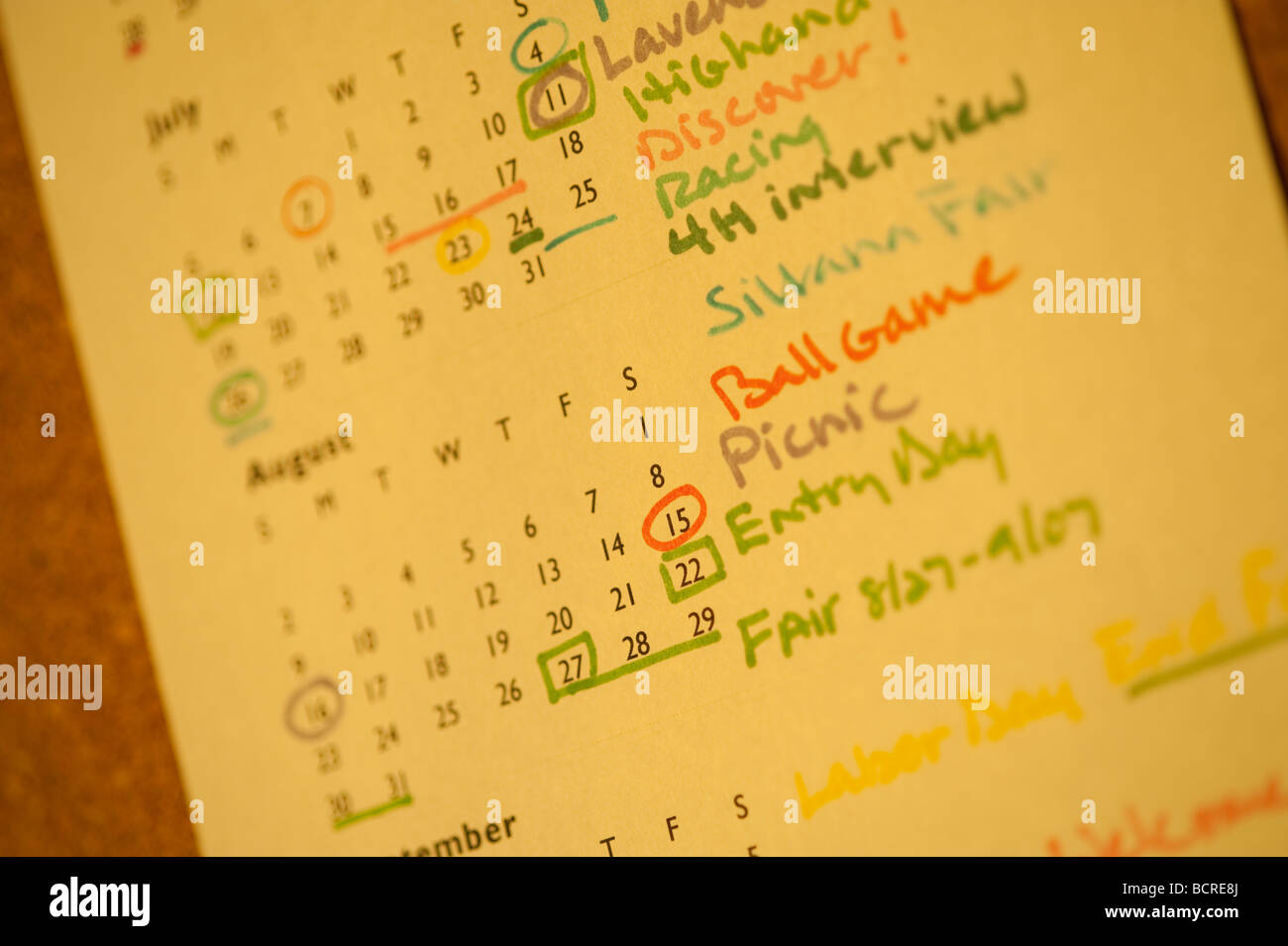 Home bulletin board with notes schedules reminders and important dates ...