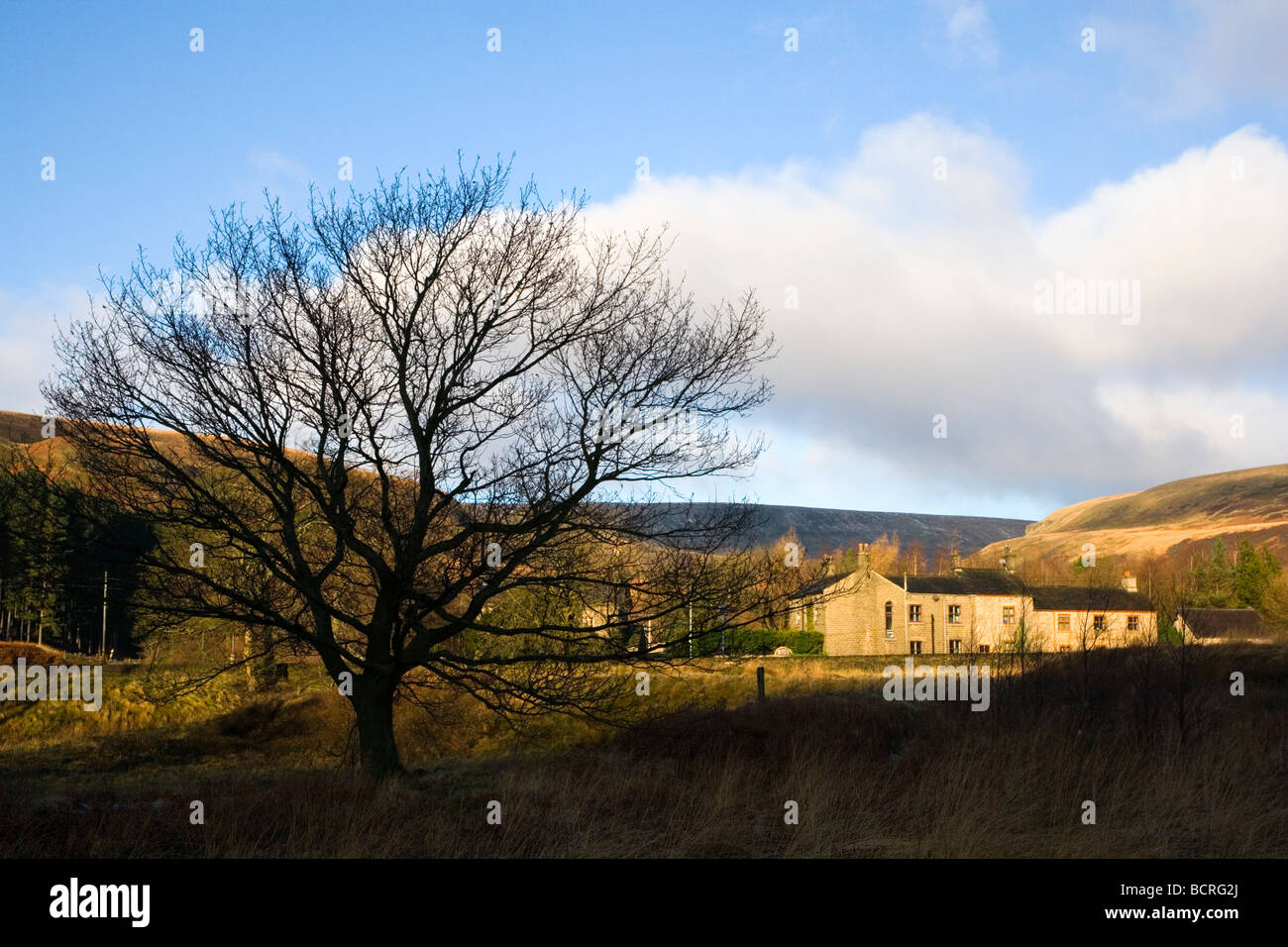 View of Crowden a Hamlet on the A628 in the Longdendale valley in the ...