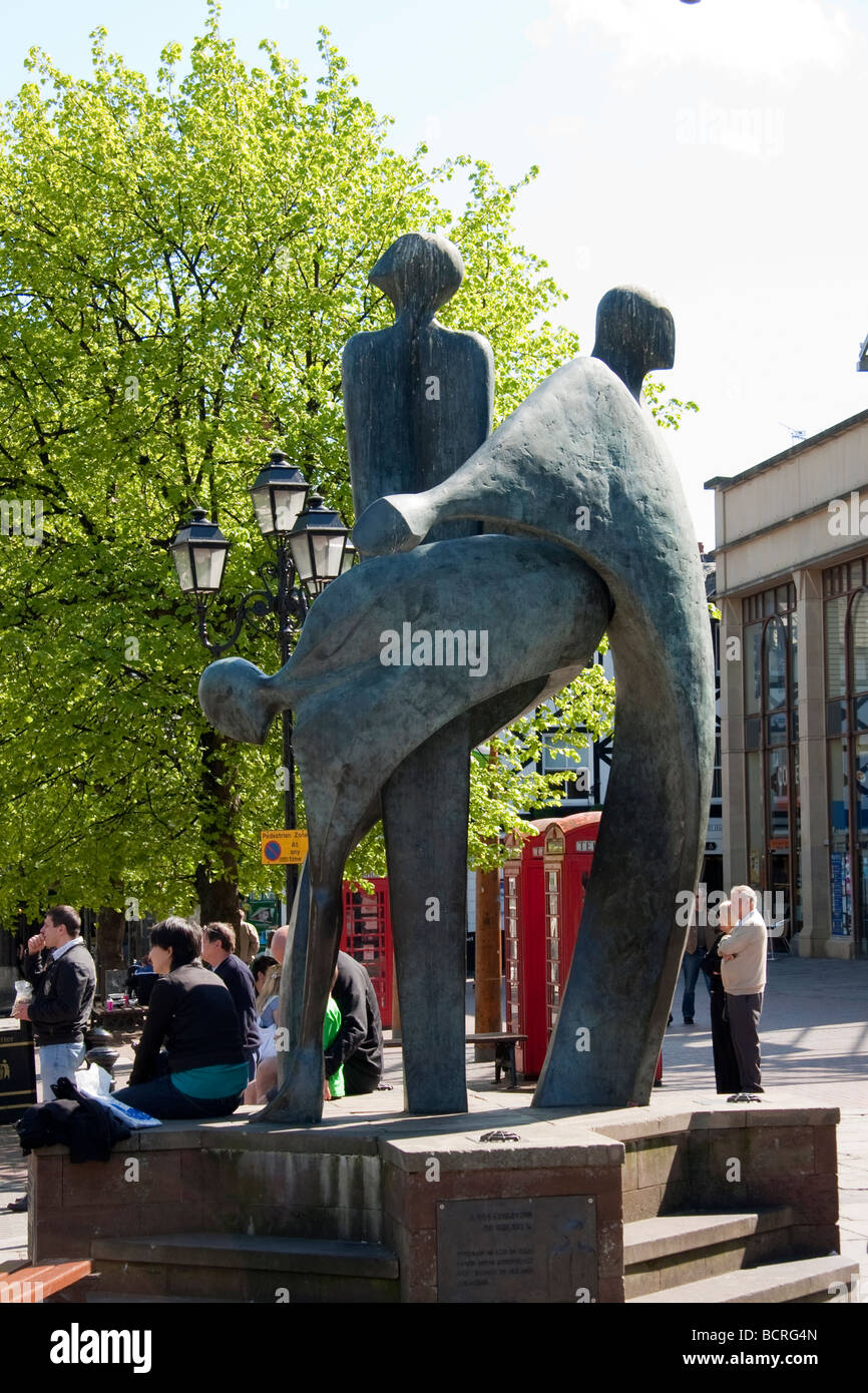 Celebration of Chester statue by Stephen Broadbent 1992 in Chester UK ...