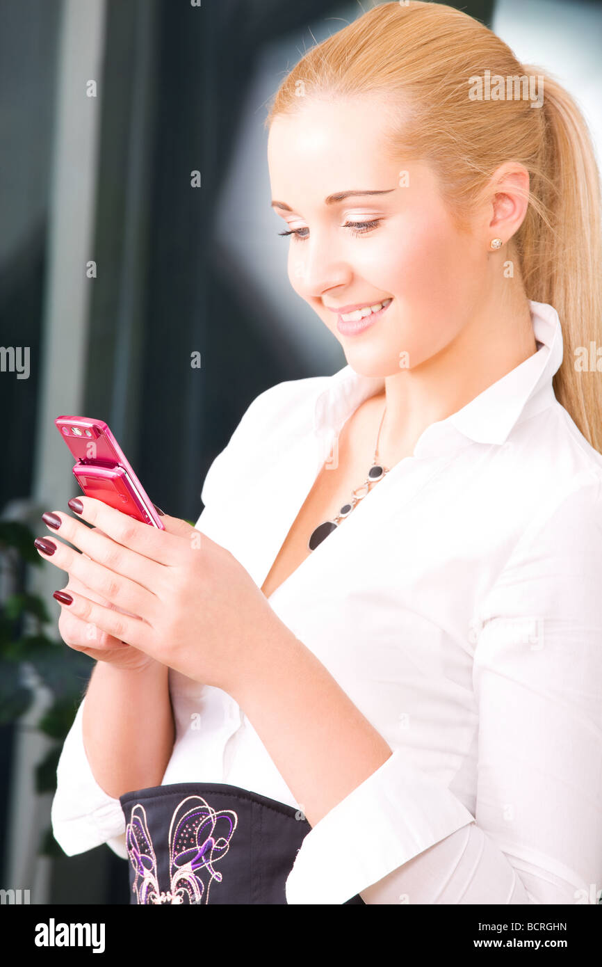 picture of lovely woman with cell phone Stock Photo - Alamy