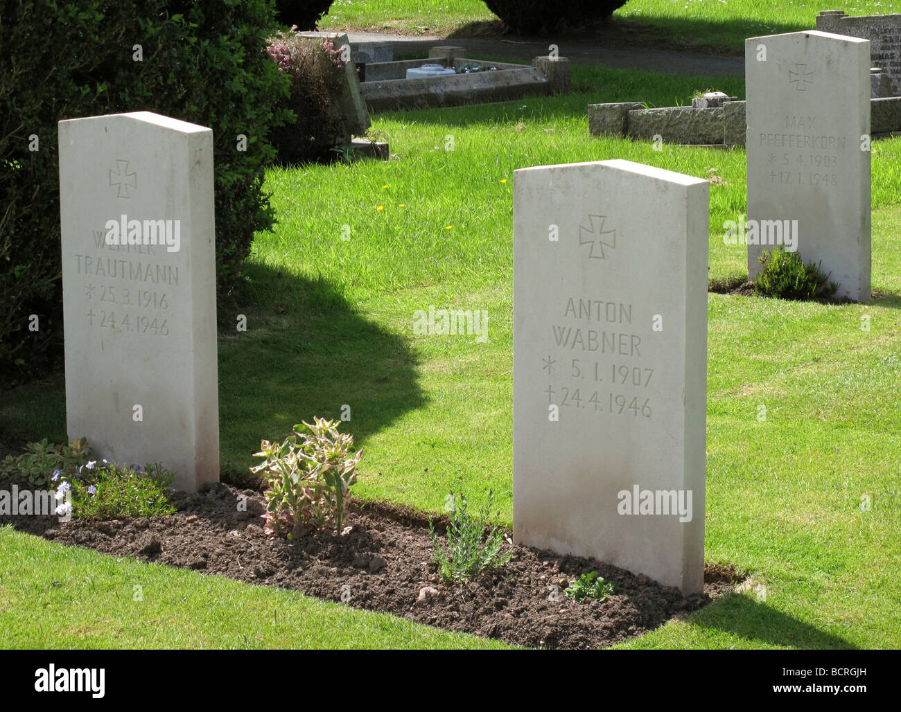 Second World war gravestones in Hay Cemetery on Brecon Road in the ...