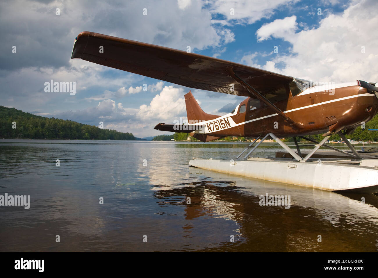Sightseeing float plane on Long Lake in the Adirondack Mountains of New ...