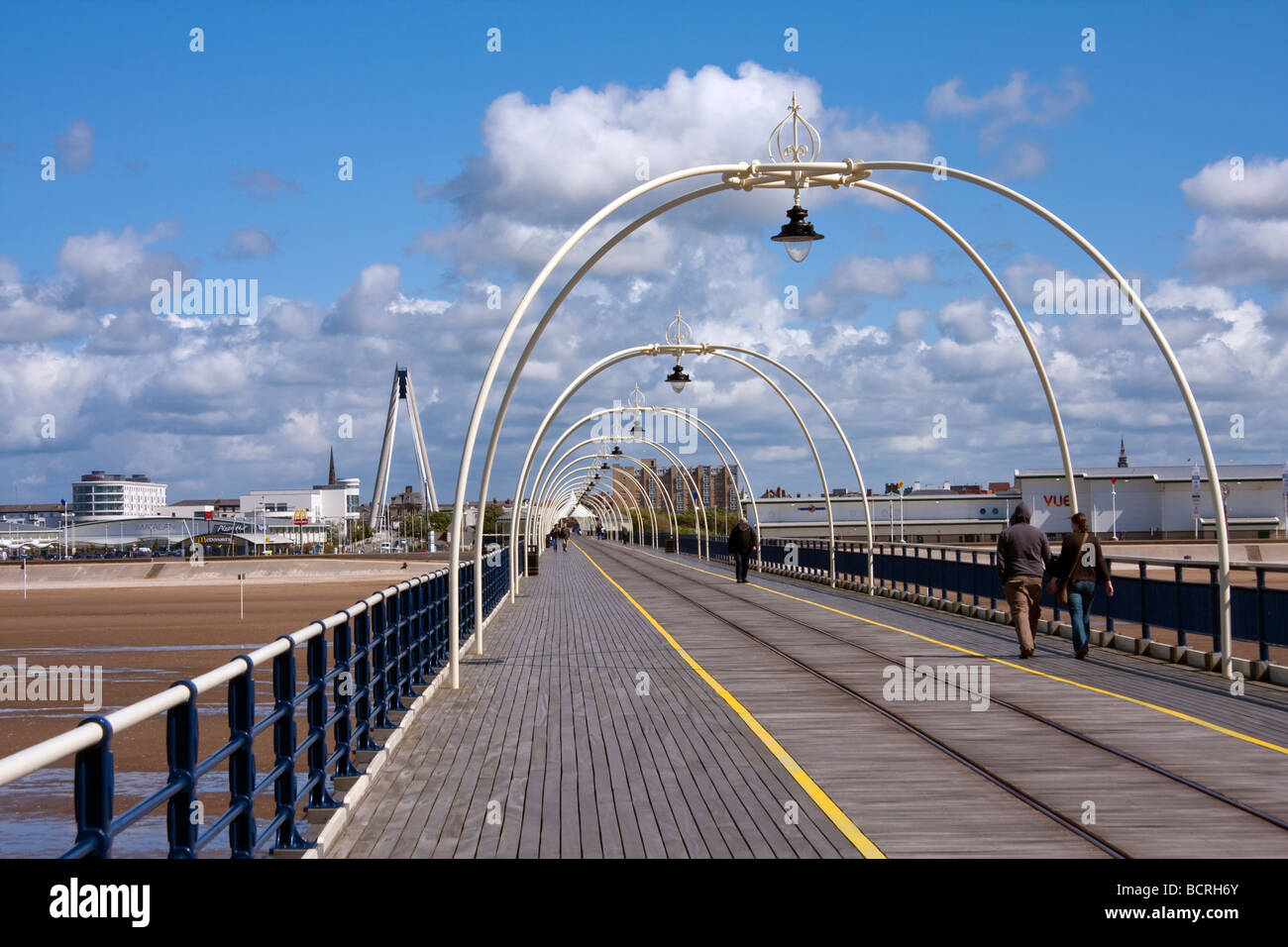 Southport, Pier, tram, Merseyside, England Stock Photo - Alamy