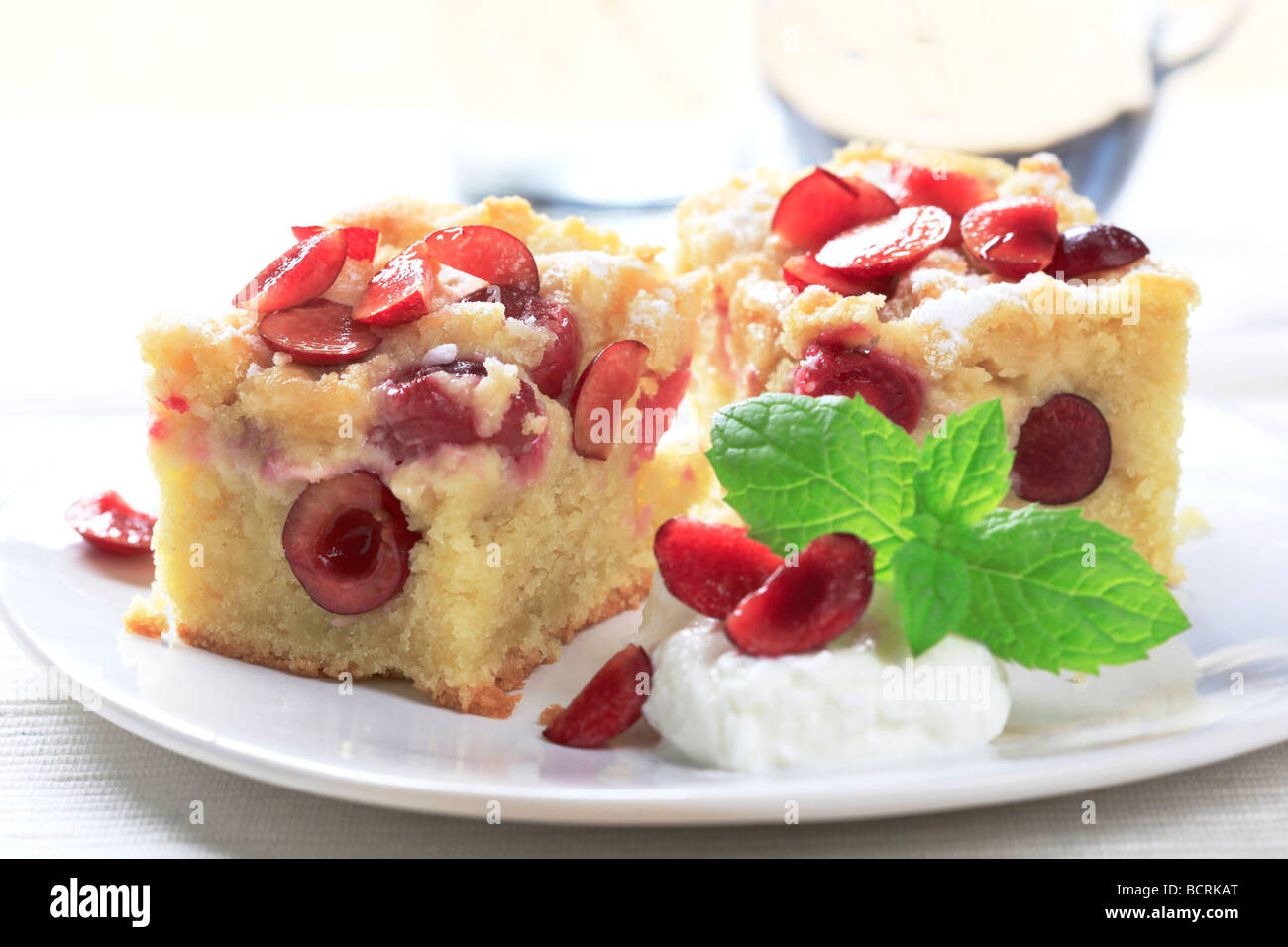Cherry sponge cake Stock Photo - Alamy