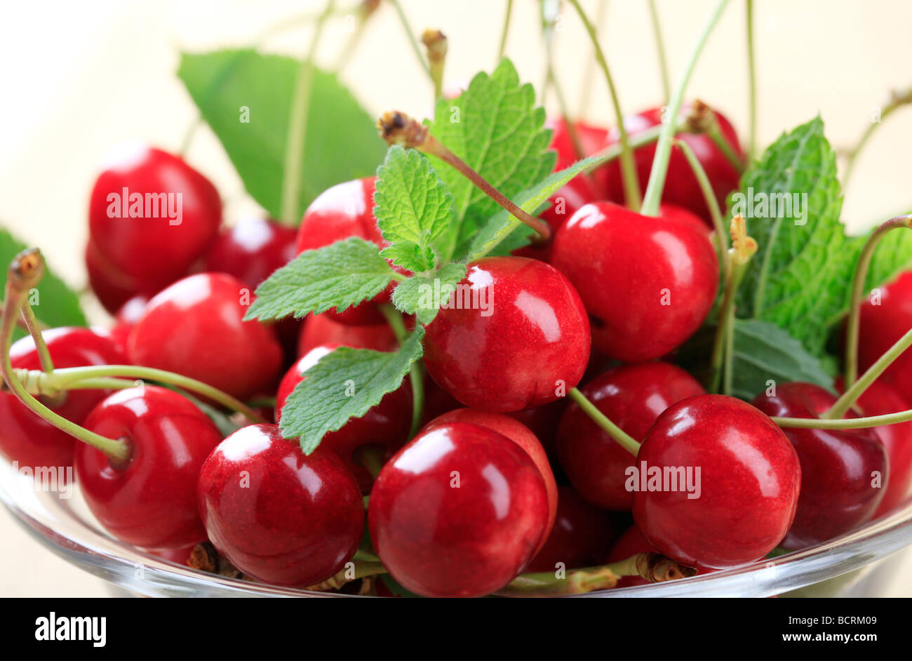 Bowl of fresh red cherries Stock Photo - Alamy