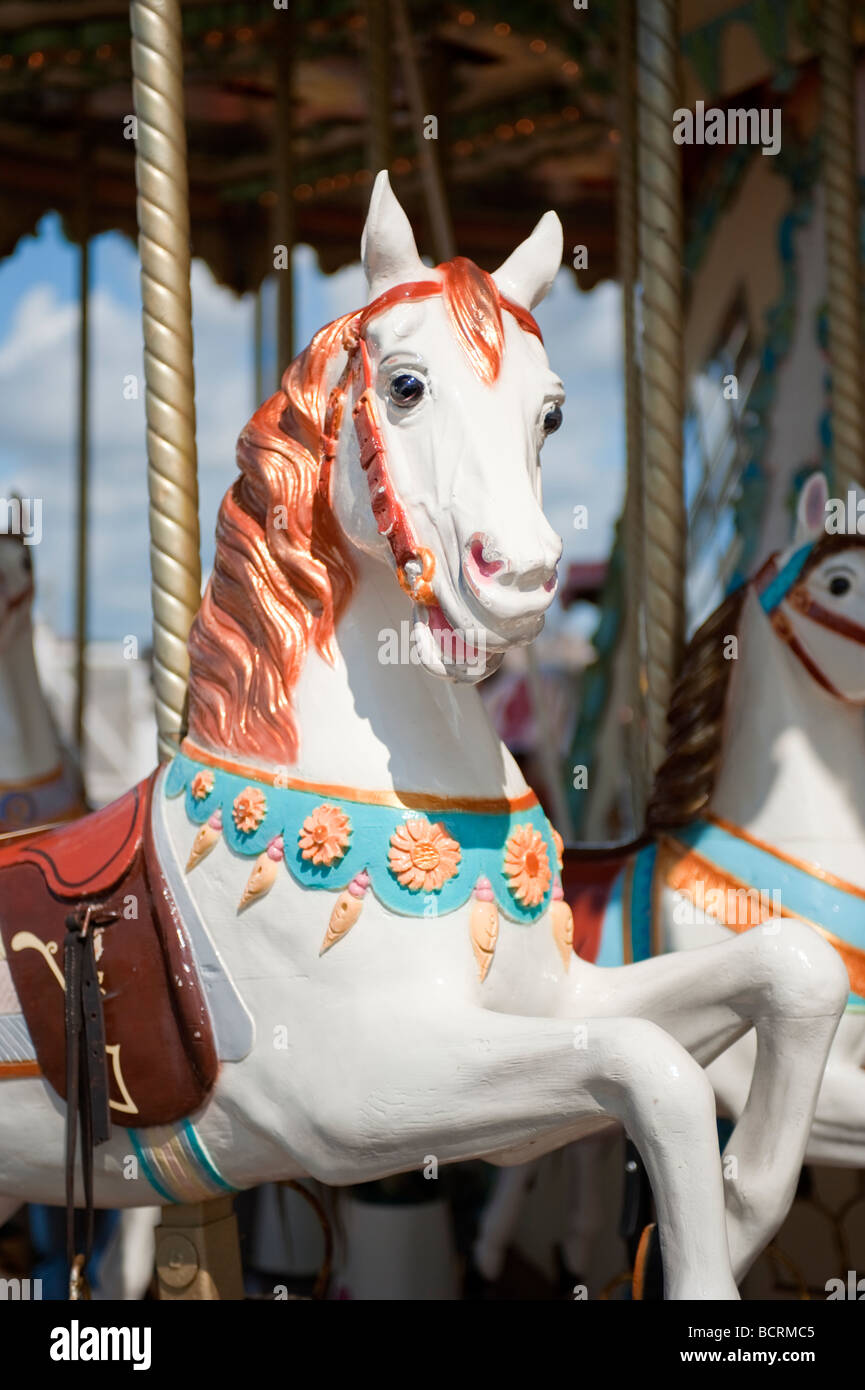 A white horse on a carousel Stock Photo - Alamy