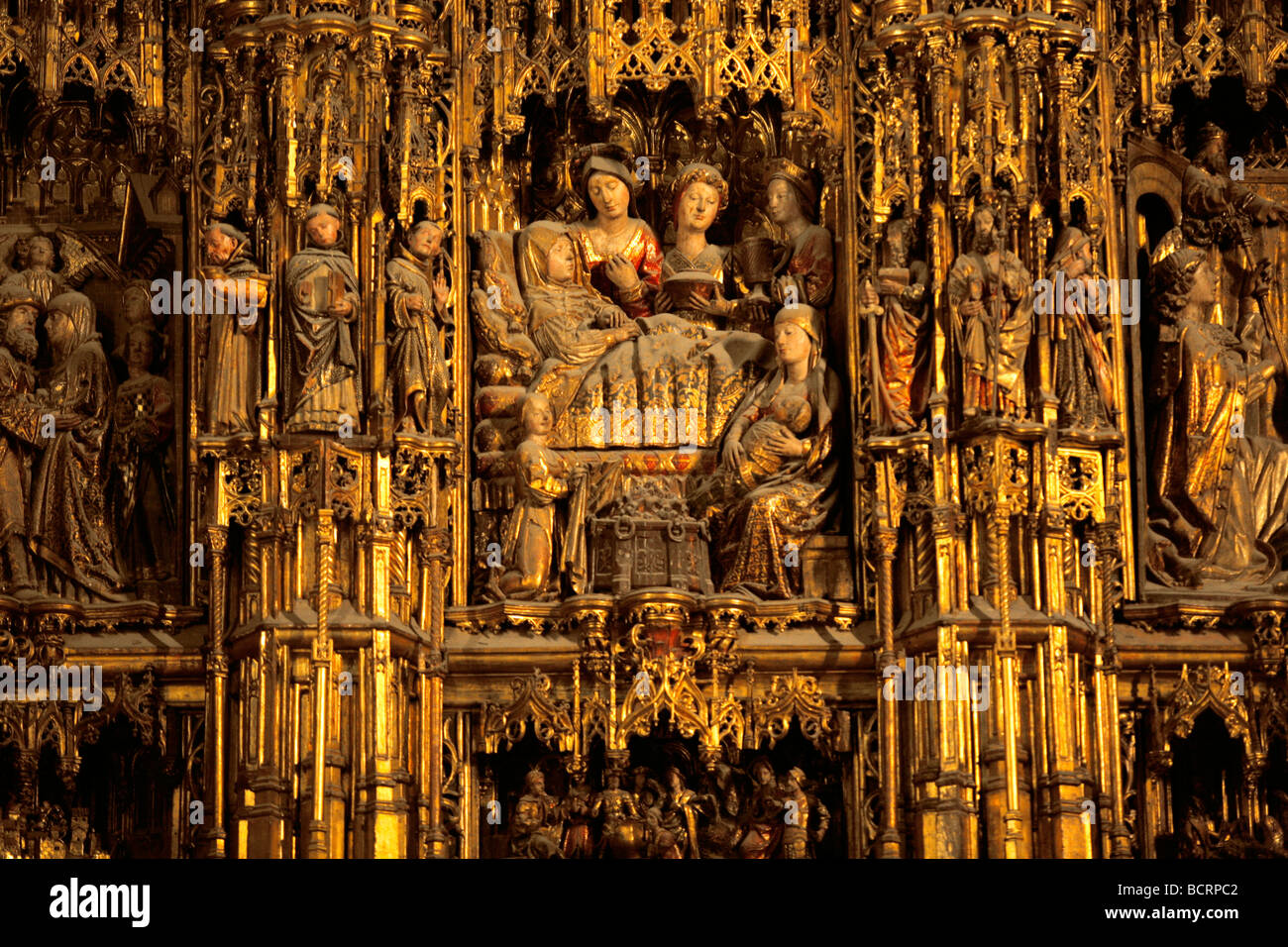 Retablo Mayor, gold carved altar in Catedral de Sevilla, Seville, Spain ...