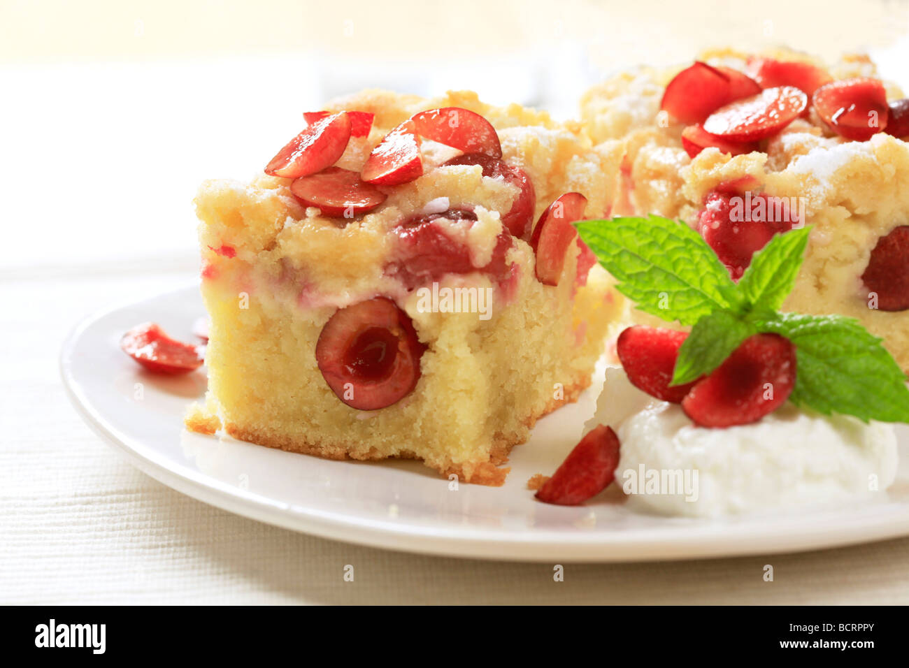 Cherry sponge cake Stock Photo - Alamy