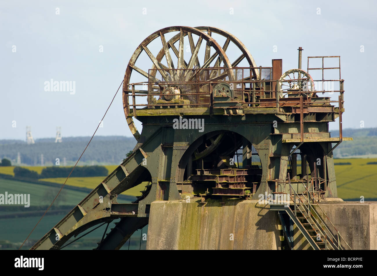Pleasley colliery disused Winding wheels Stock Photo - Alamy