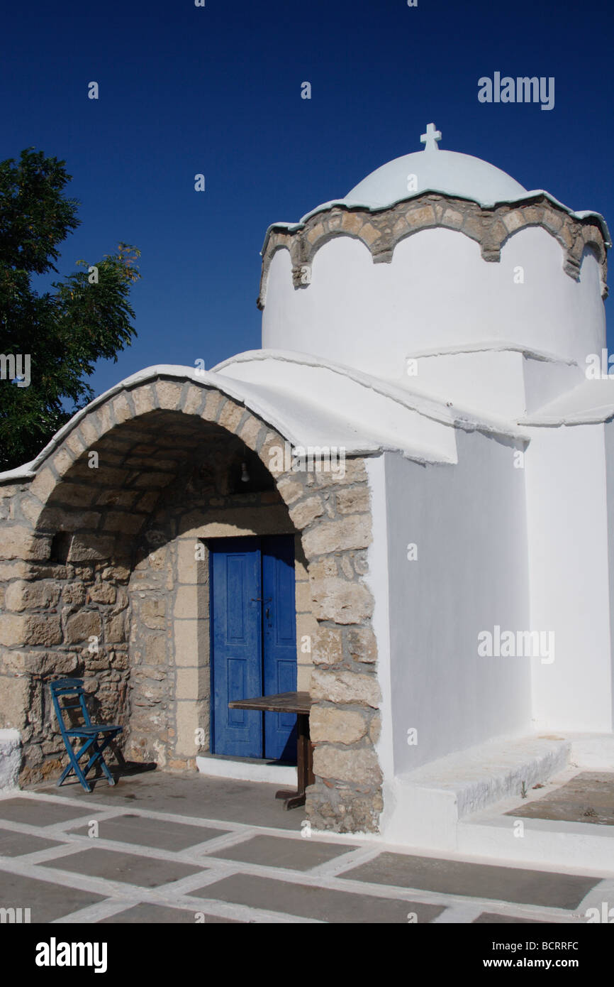 Traditional Greek chapel (St Georges) in Lothiarika near Lardos Rhodes ...