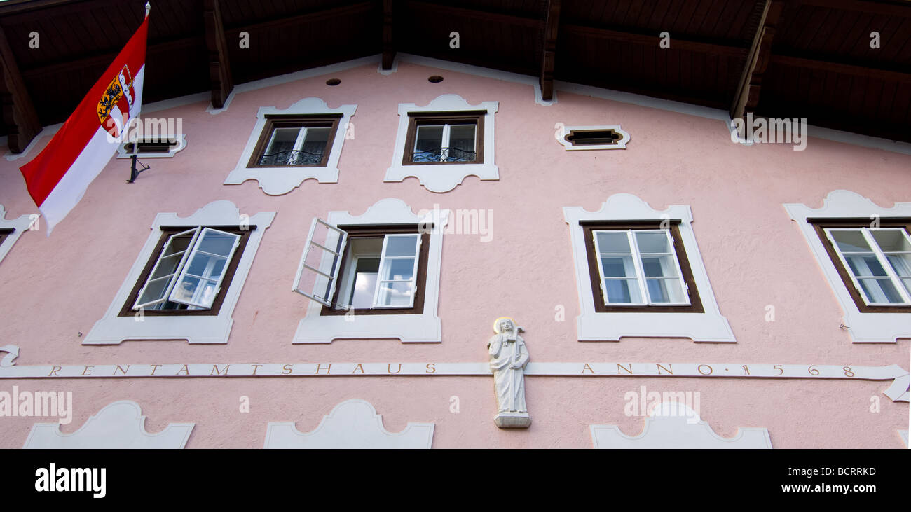 Traditional Austrian shuttered and louvered windows with decorative ...
