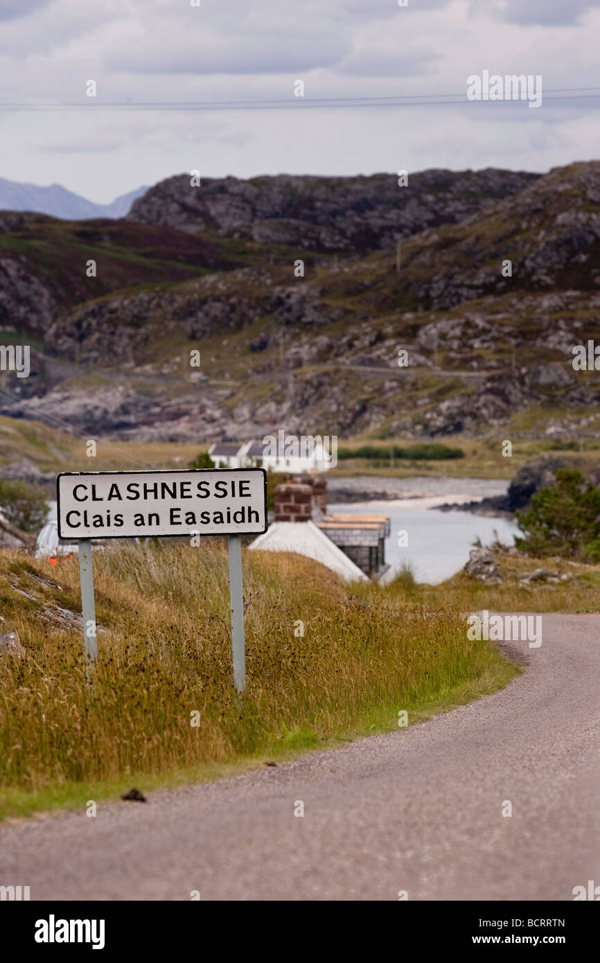 Community township sign for Clashnessie, for the crofting estate of ...