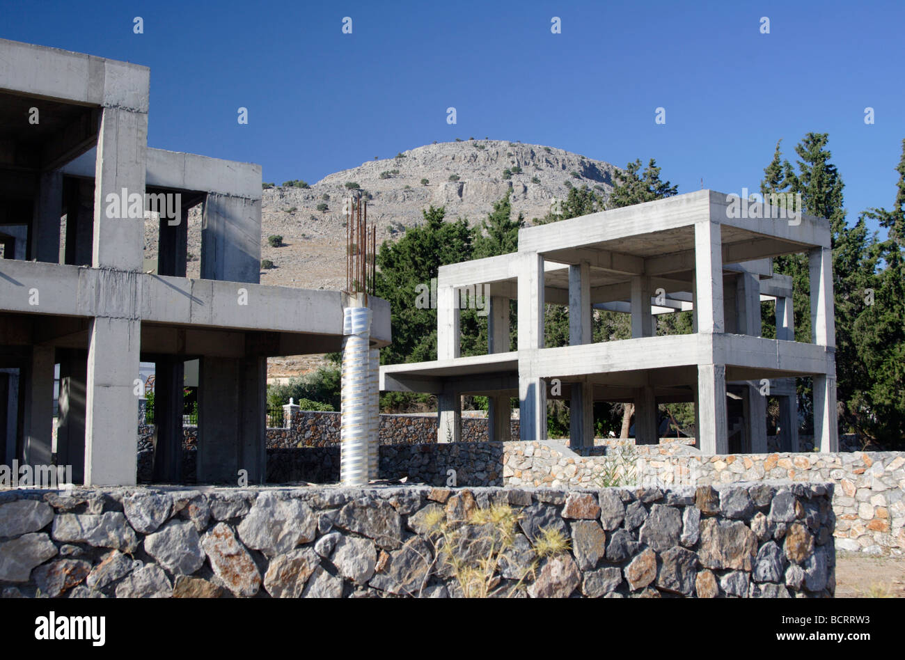 Unfinished construction in Lothiarika near Lardos Rhodes Dodecanese ...