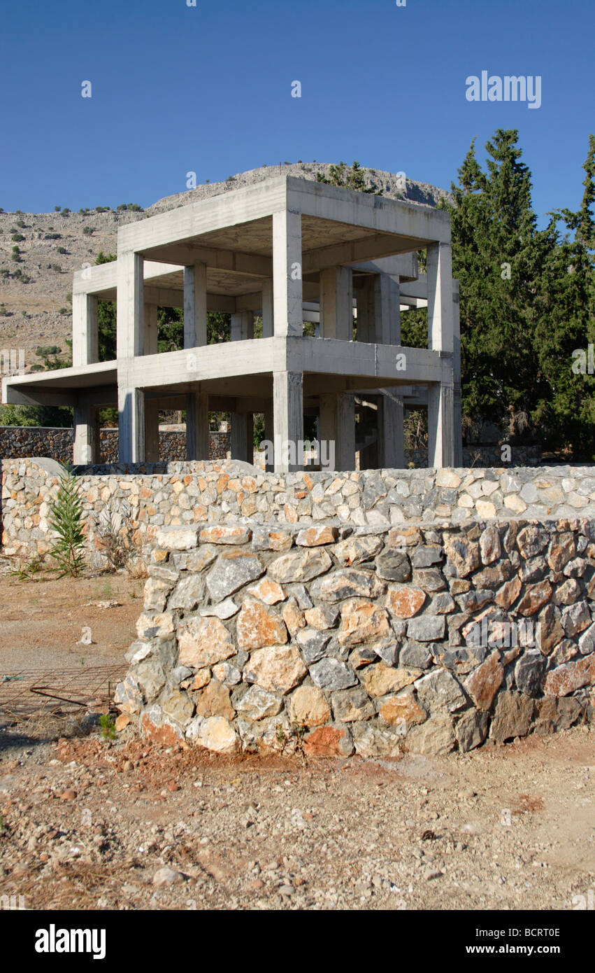 Unfinished construction in Lothiarika near Lardos Rhodes Dodecanese ...