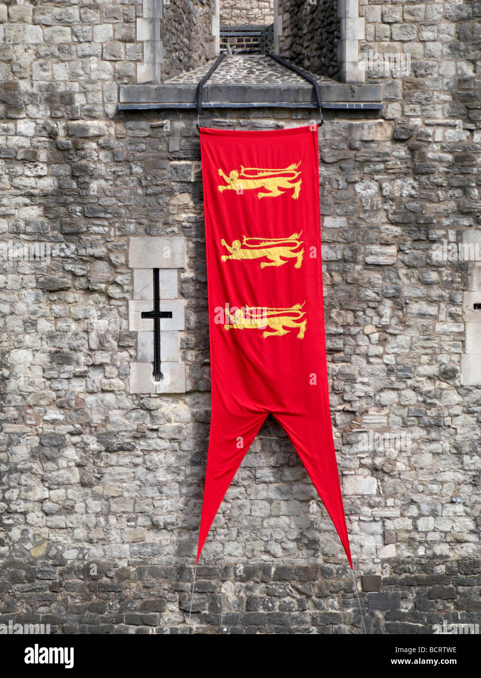 The Royal standard of England on display at the Tower of London England ...