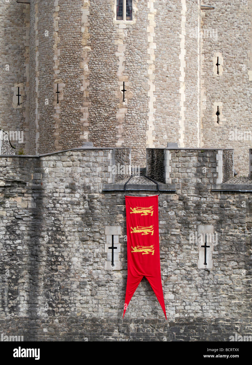 The Royal standard of England on display at the Tower of London England ...