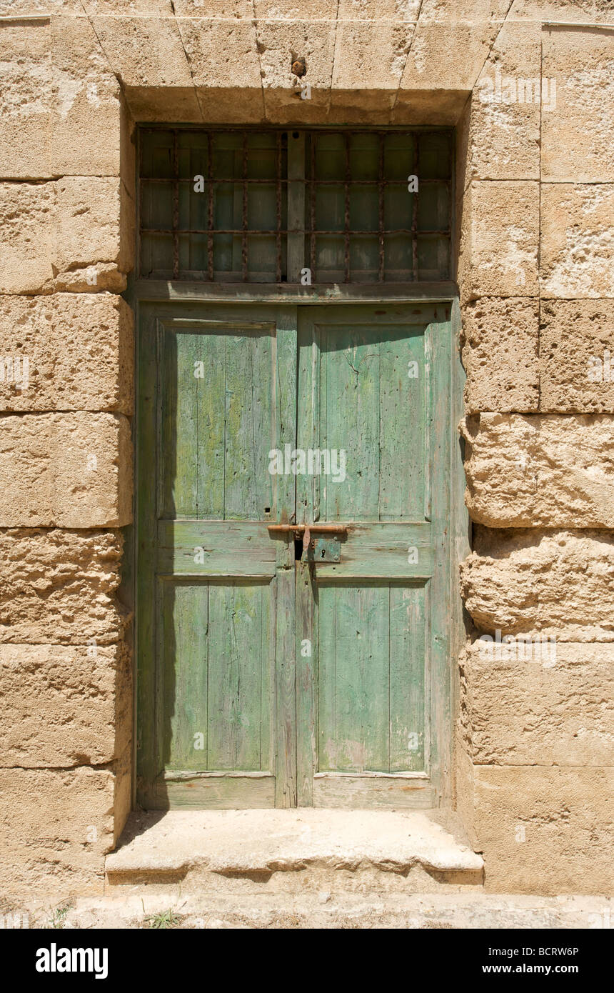 Barracks door in the fortress of La Mola on the Balearic island of ...