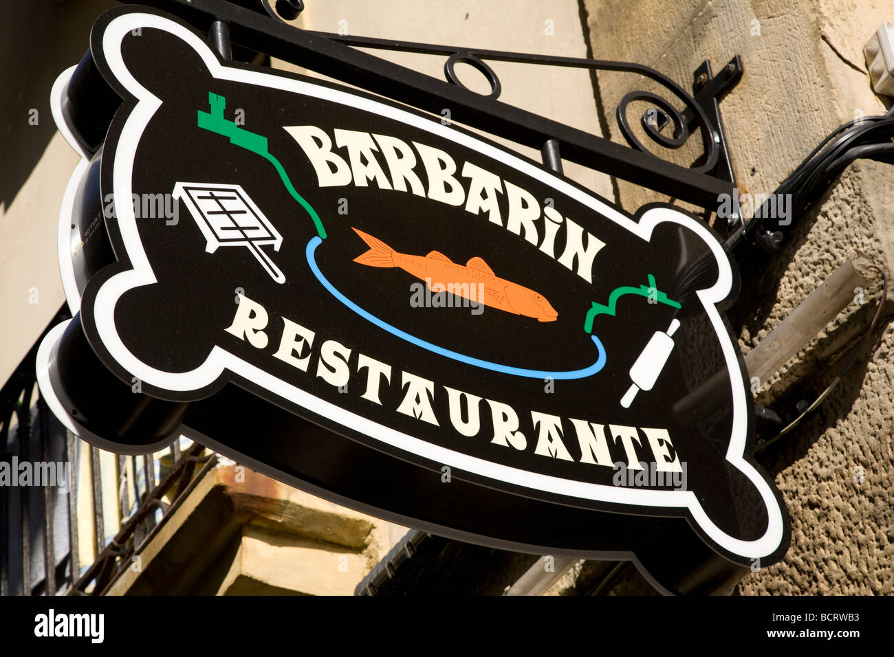 Basque Style Restuarant Sign San Sebastian Basque Country Spain Stock ...